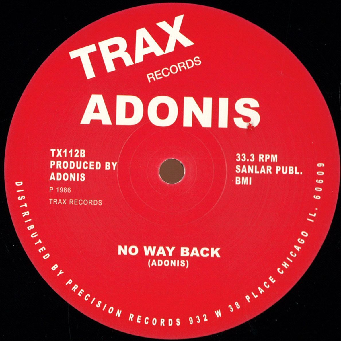 Adonis No Way Back Trax vinyl record